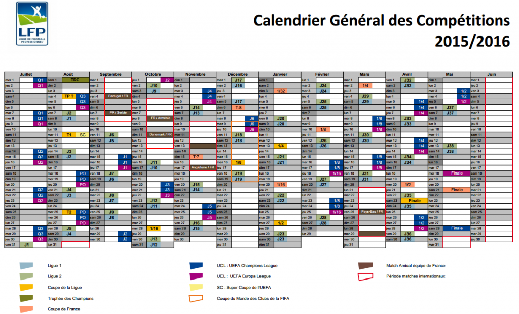 Le calendrier de la saison de Ligue 2 2015-2016 dévoilé ! - MaLigue2